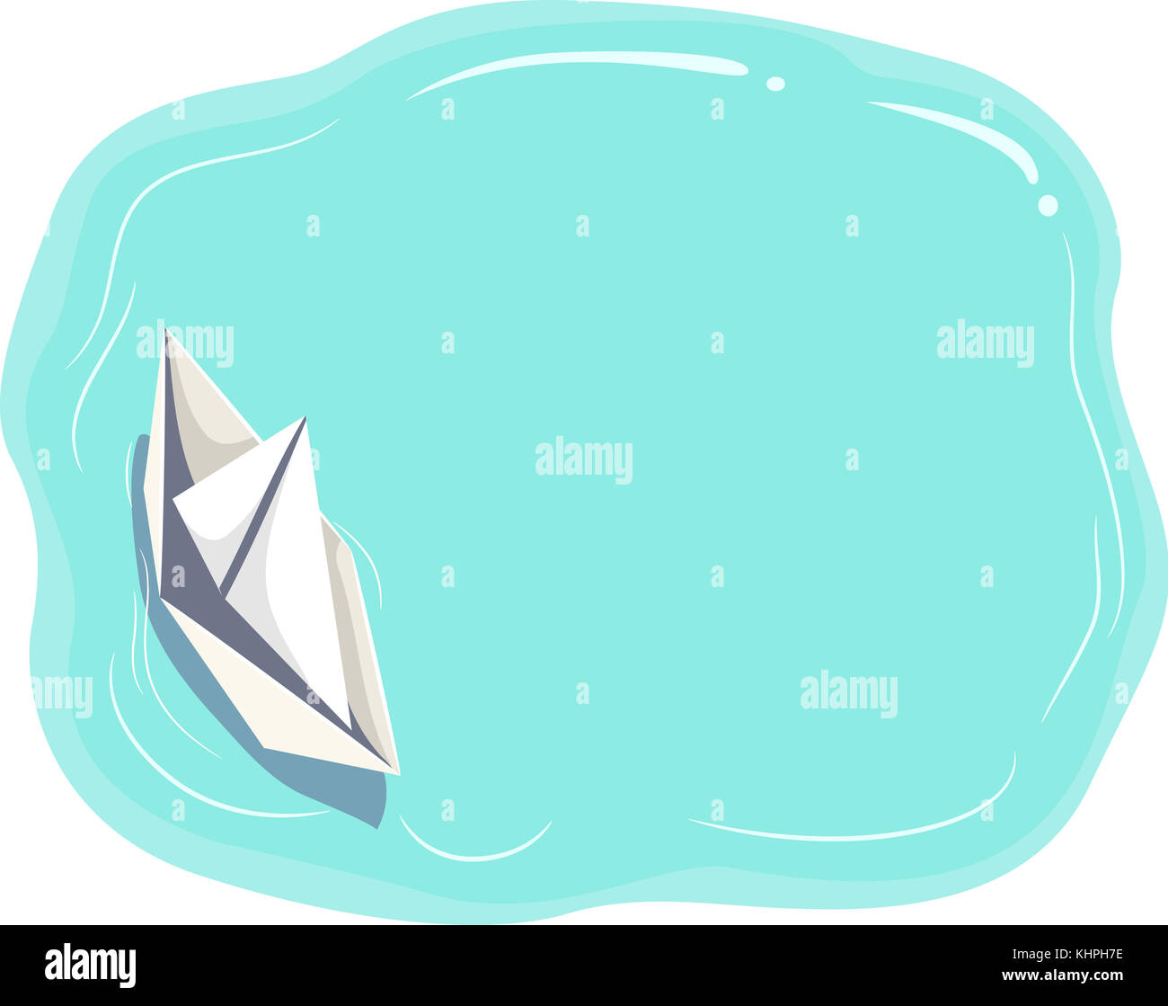 Colorful Flat Illustration Featuring a Paper Boat Floating on Turquoise ...