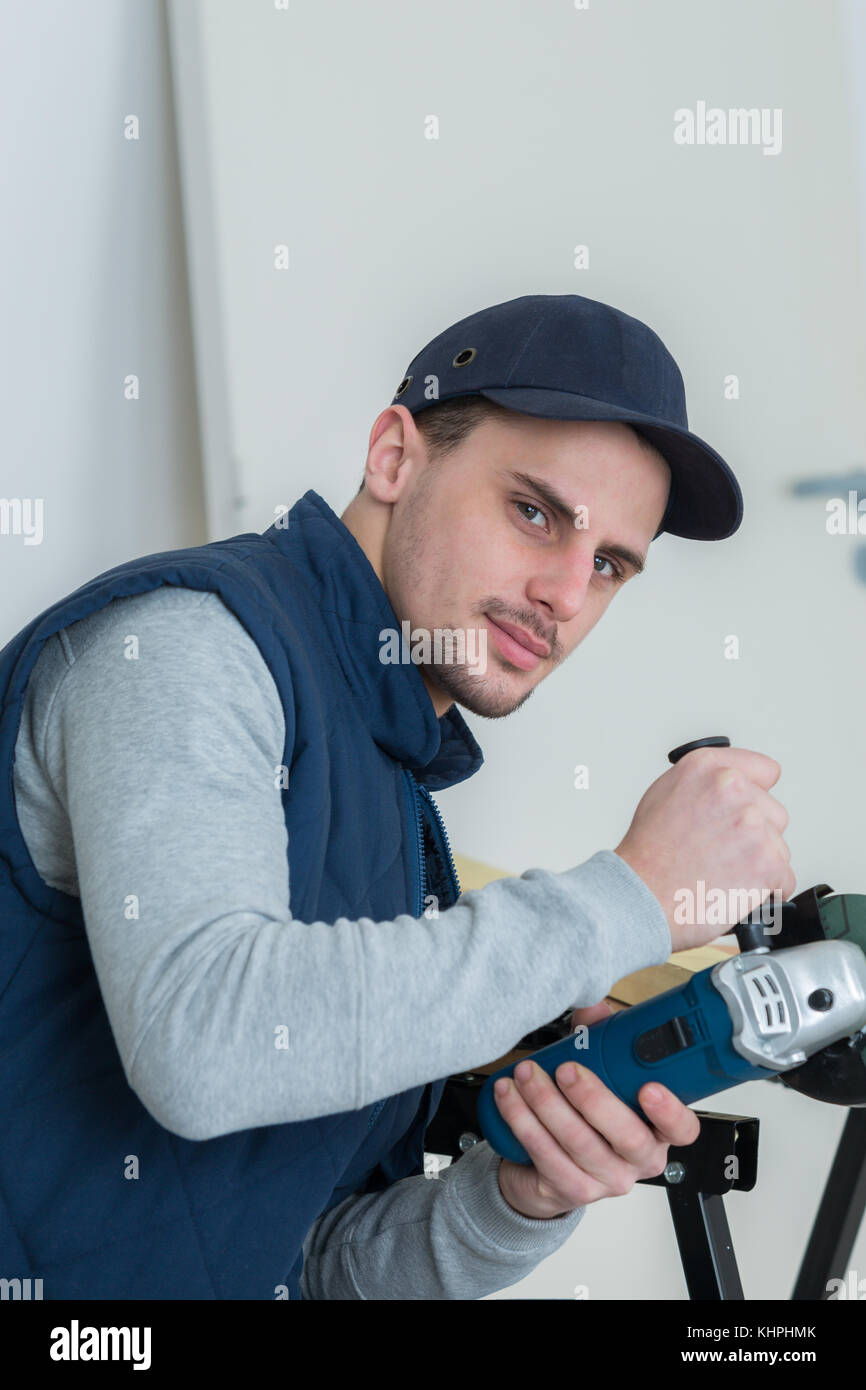 worker inside a building Stock Photo - Alamy