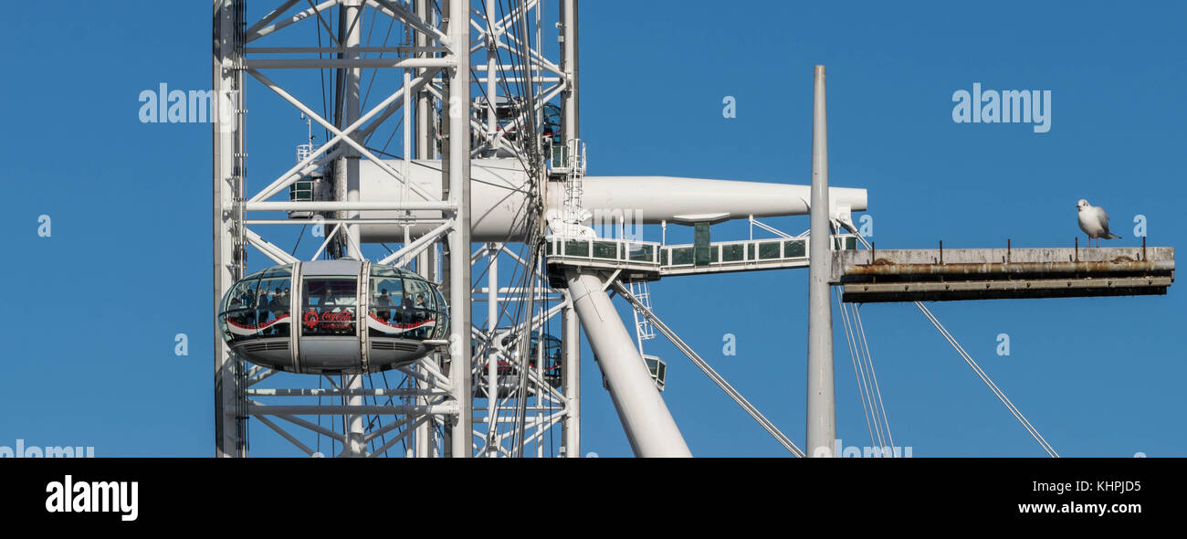 LONDON, UK - October 17th, 2017: Close up of the London Eye in London ...