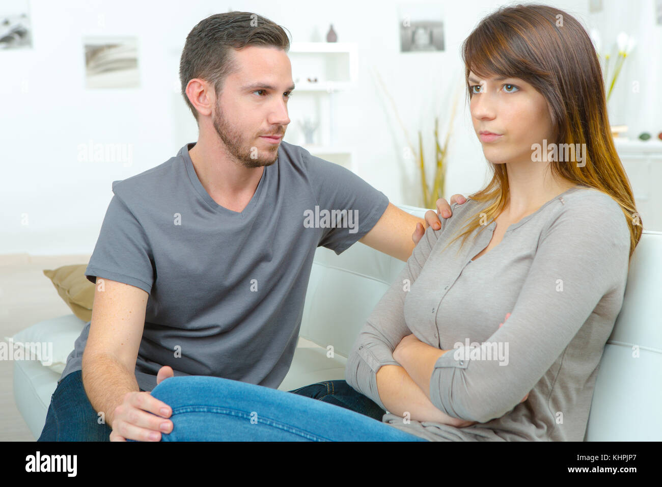 young angry couple at home Stock Photo - Alamy