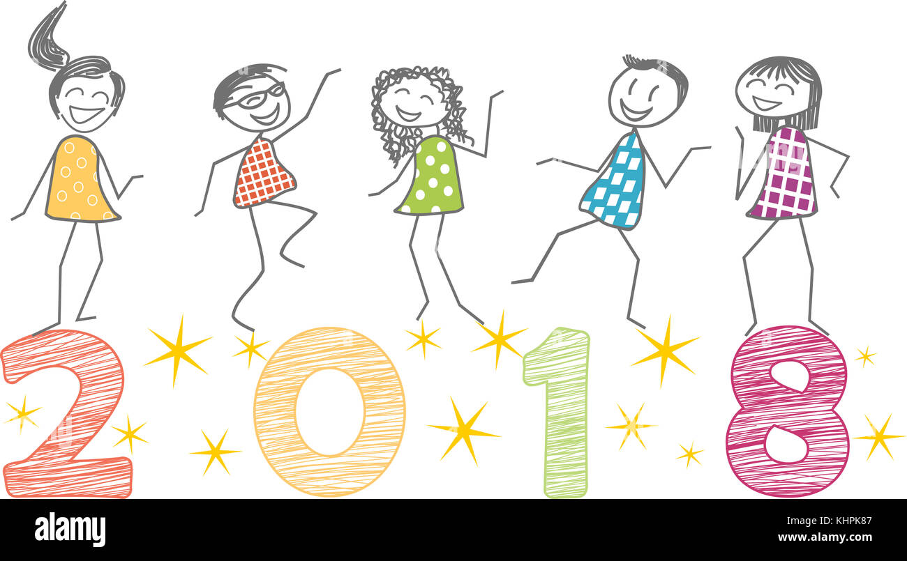 Men, women or children are jumping for joy to celebrate the new year ...