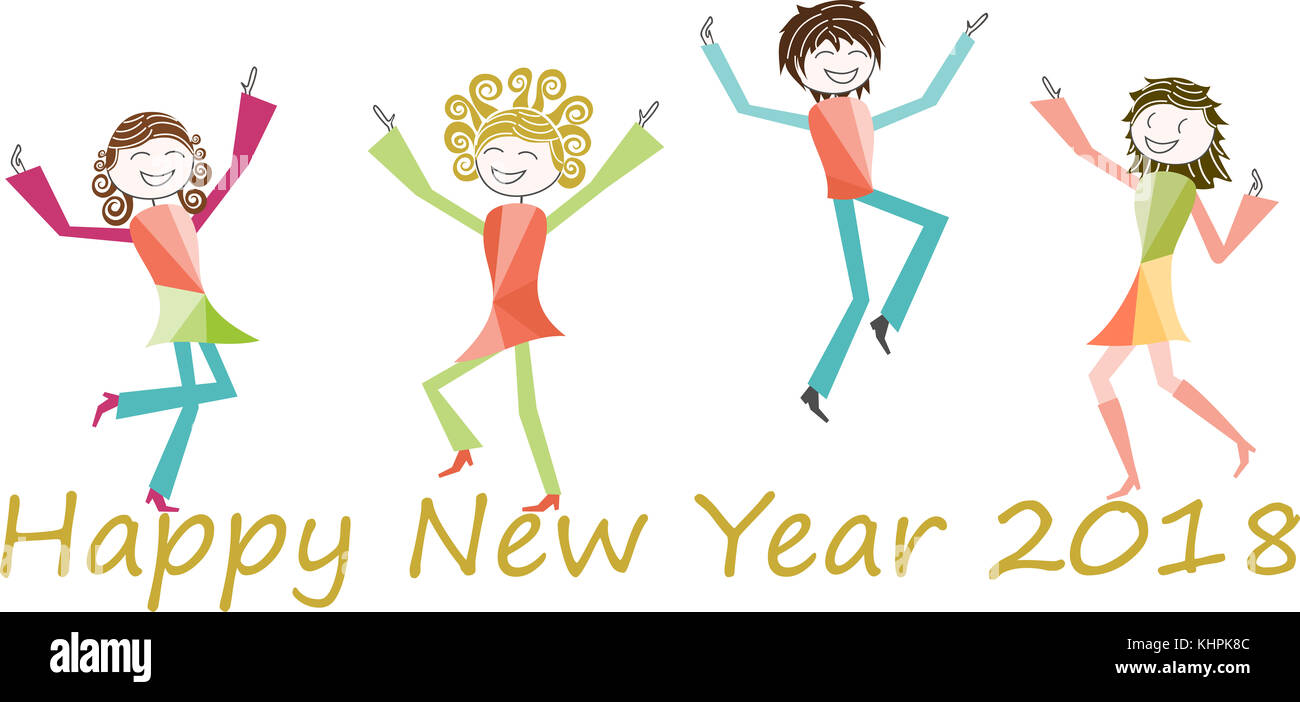 Men, women or children are jumping for joy to celebrate the new year ...