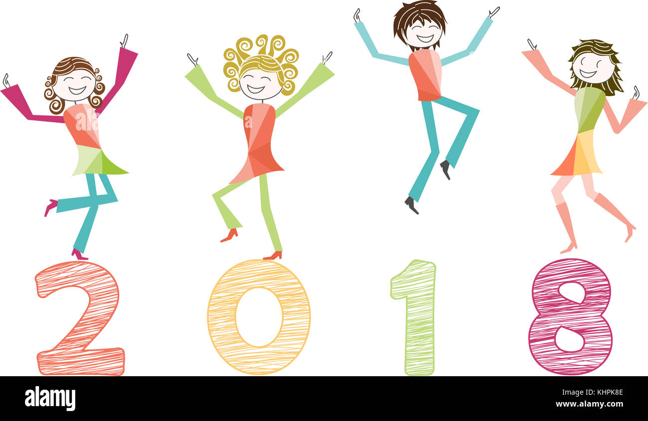 Men, women or children are jumping for joy to celebrate the new year ...