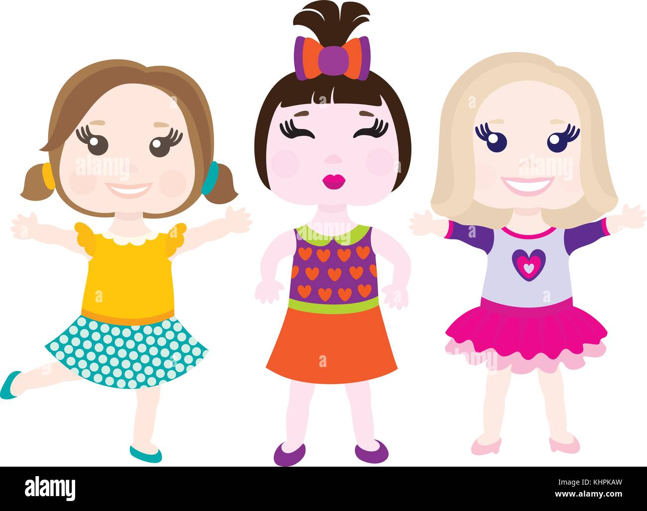 Three girls and baby Stock Vector Images - Alamy