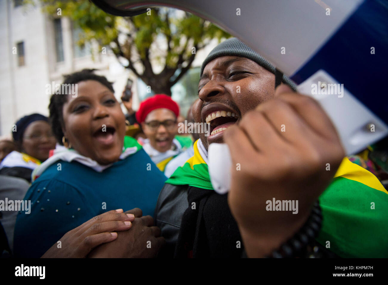 Zimbabweans gather outside the zimbabwe embassy in london hi-res stock ...