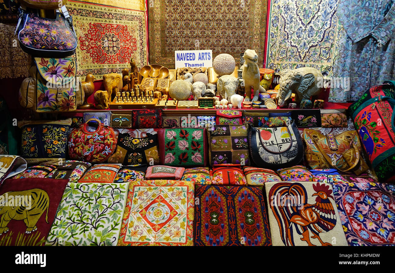 Kathmandu, Nepal - Oct 17, 2017. A souvenir shop at Thamel District in ...