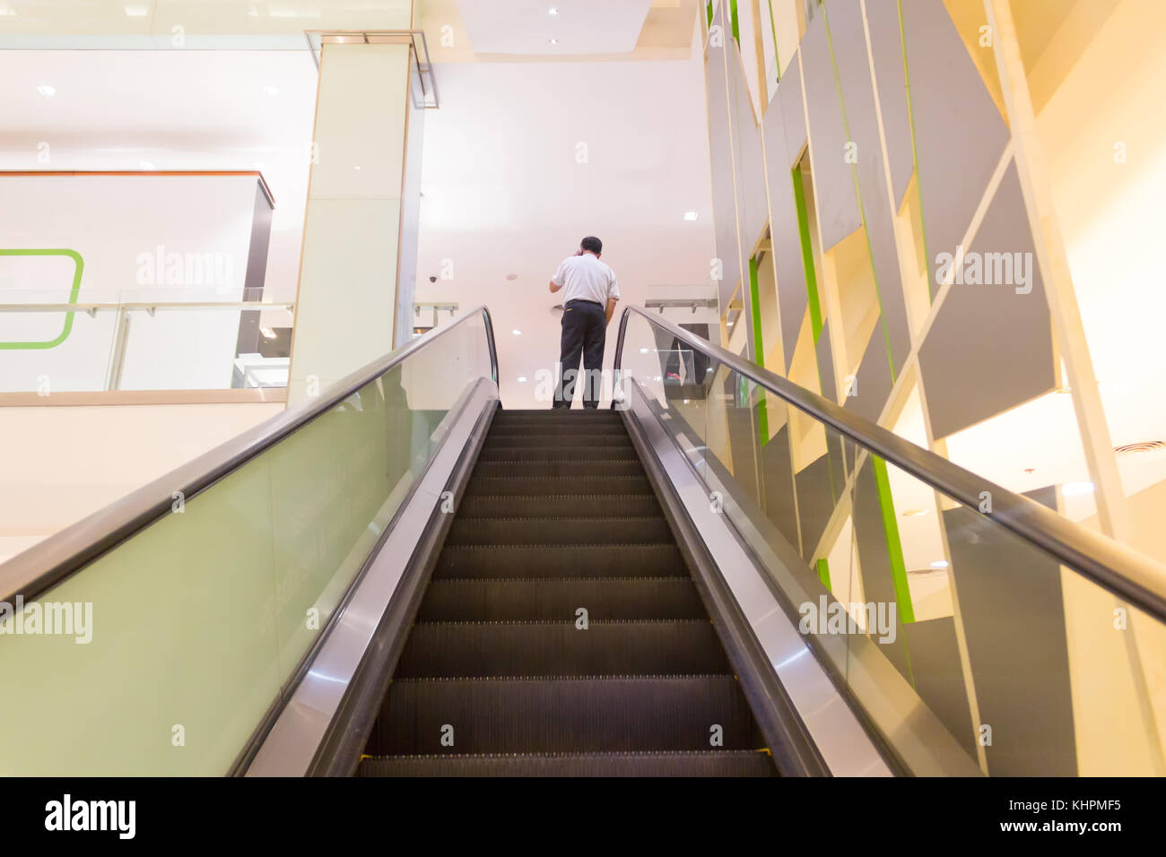 escalator step inside building, interior escalator Stock Photo - Alamy