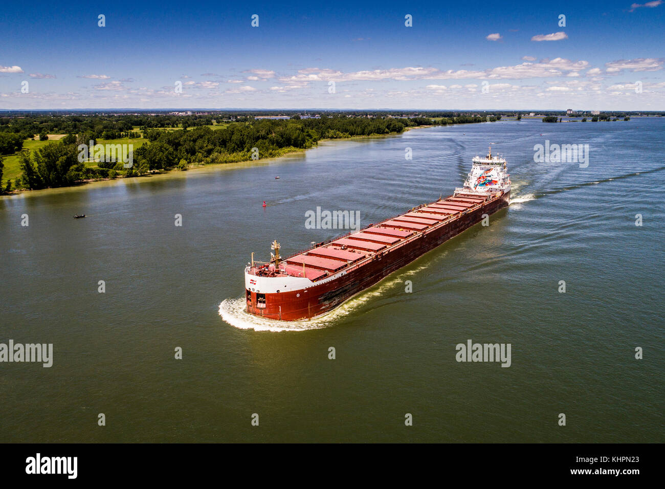 Cargo ship near the Port of Montreal on the St-Lawrence River Stock ...