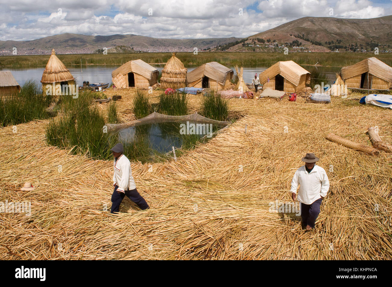 Uros Island, Lake Titicaca, peru, South America. Main set of the ...