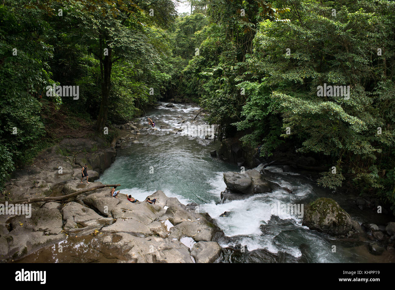 View from the bridge at Rio de La Fortuna, Costa Rica. Rainforest, La ...