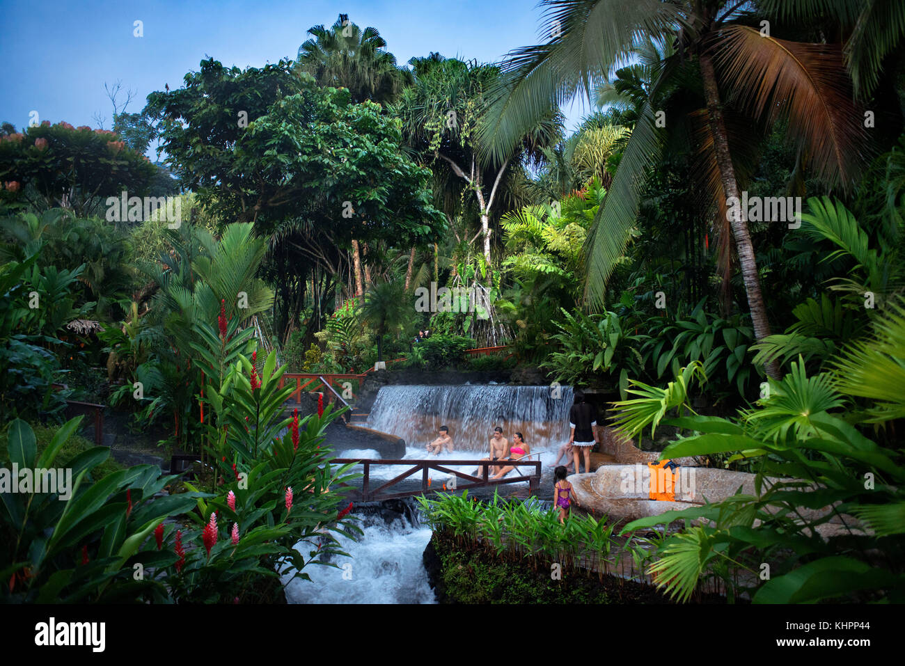 Hot springs from the Arenel Vocano at the Tabacón Grand Spa, Costa Rica ...