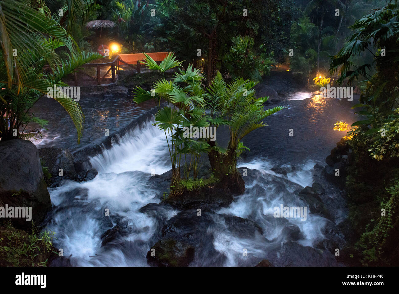 Hot springs from the Arenel Vocano at the Tabacón Grand Spa, Costa Rica ...