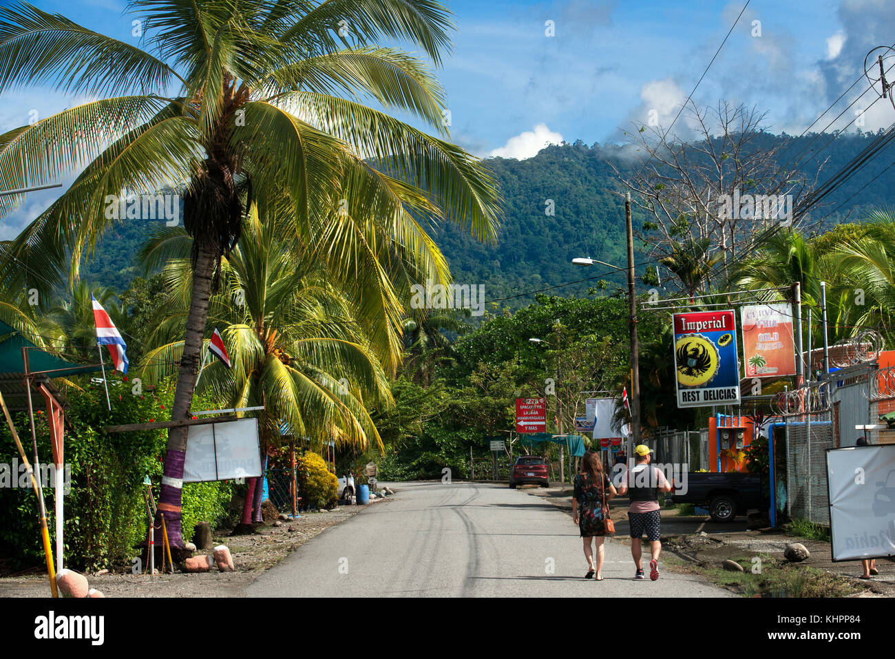 Restaurants and parking in Uvita road in Marino Ballena National Park ...