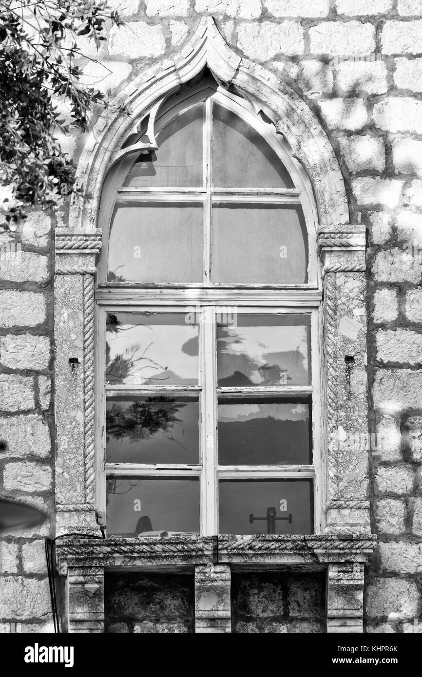 Window feature of a building in the historic center of Rab, Croatian ...