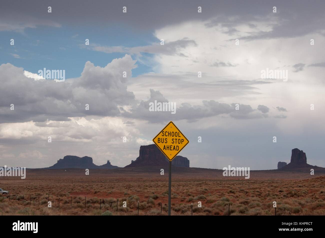 Monument Valley Arizona school bus stop sign Stock Photo - Alamy