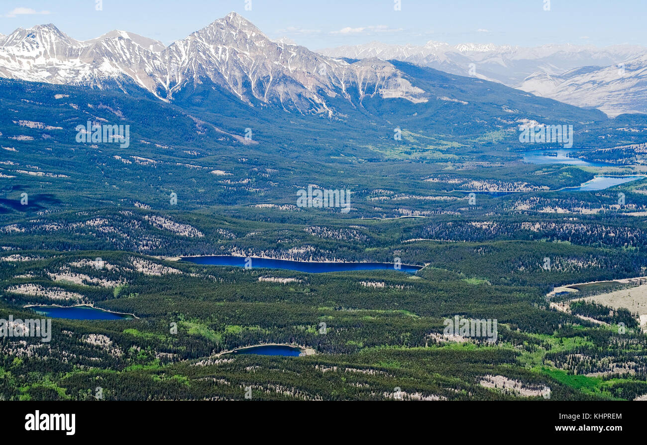 Areial view of Jasper lakes from the top of Whistler mountain - Jasper ...