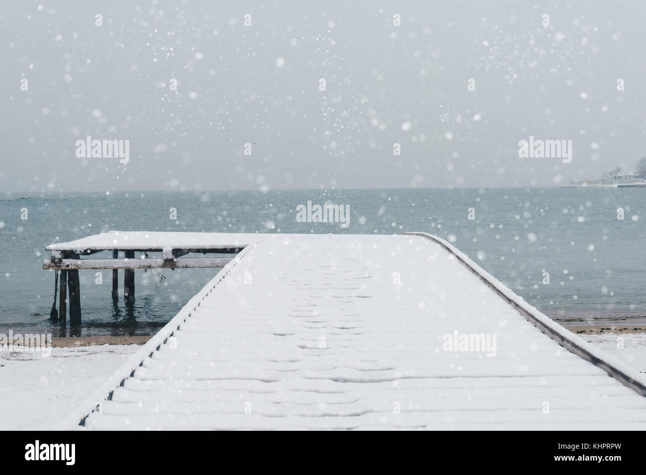 Snowy landscape by the sea Stock Photo - Alamy