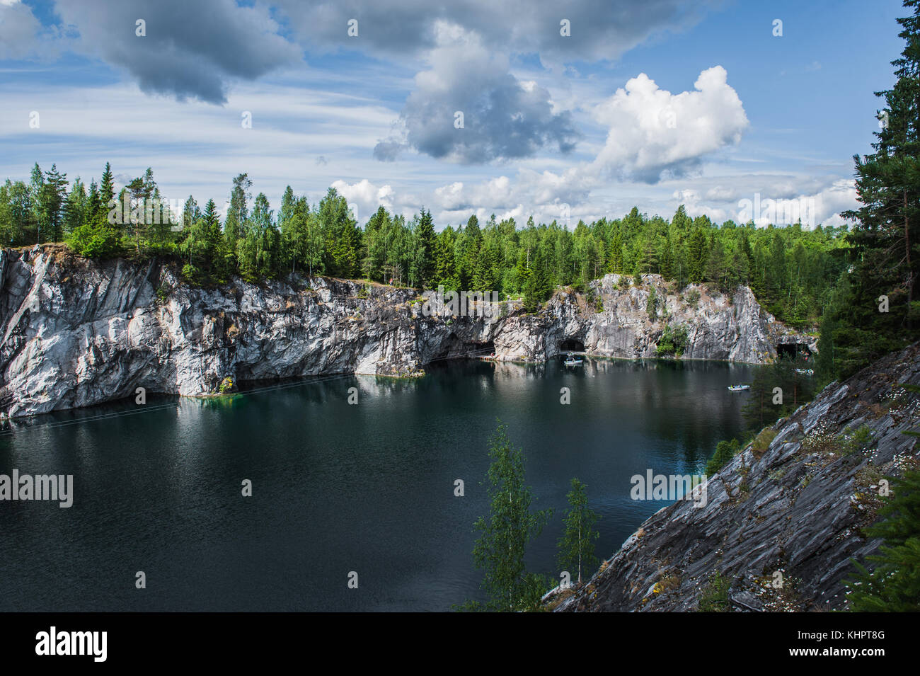 Famous beautiful marble quarry Ruskeala, Karelia, Russia Stock Photo ...