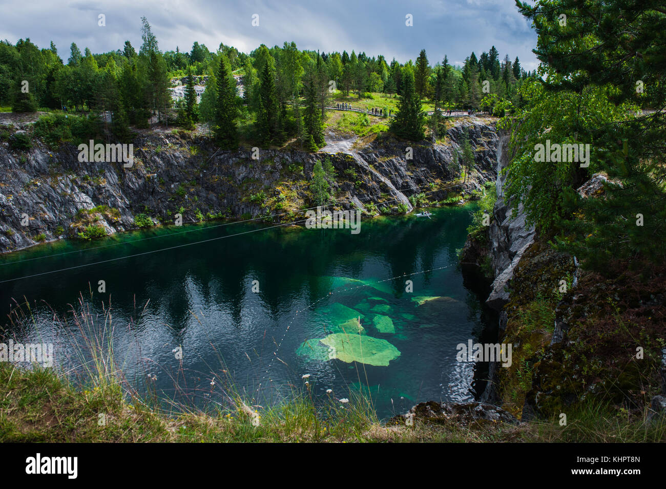 Famous beautiful marble quarry Ruskeala, Karelia, Russia Stock Photo ...