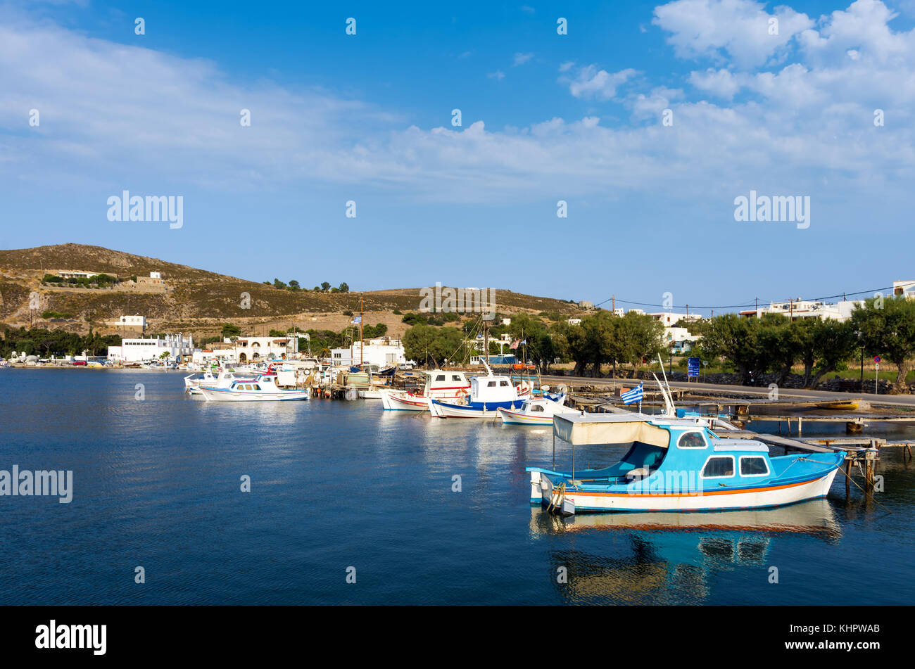 The harbor of Patmos island, Dodecanese, Greece Stock Photo - Alamy