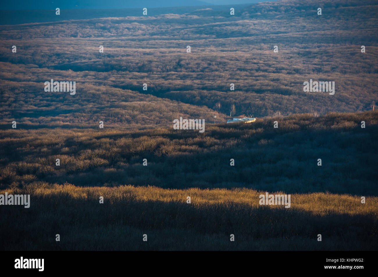 View on mountain from Razvalka mounain, Northern Caucasus, Russia Stock ...