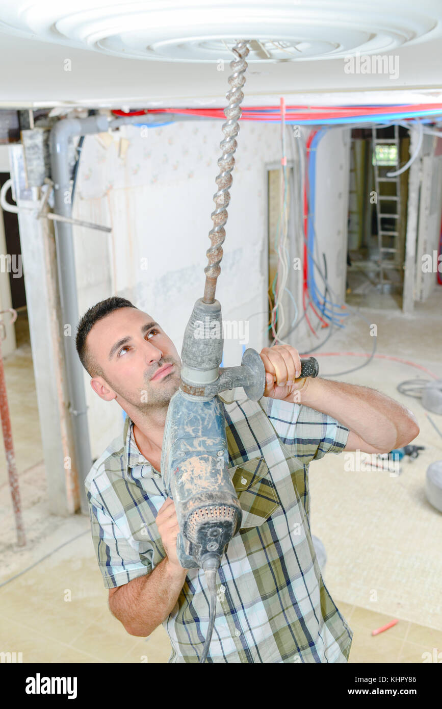 man with power drill Stock Photo - Alamy