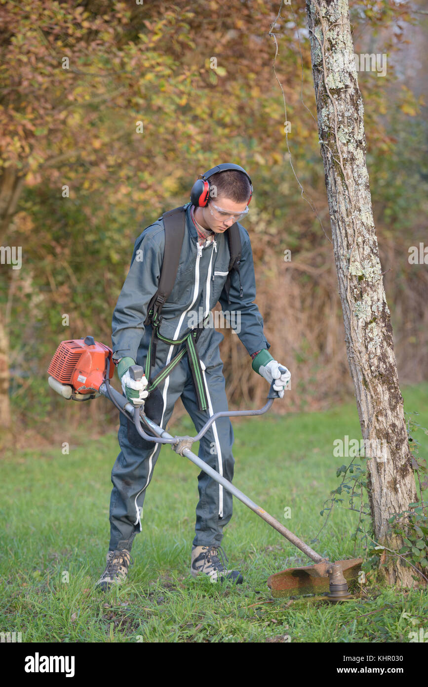 leveling the grass lawn yard Stock Photo - Alamy