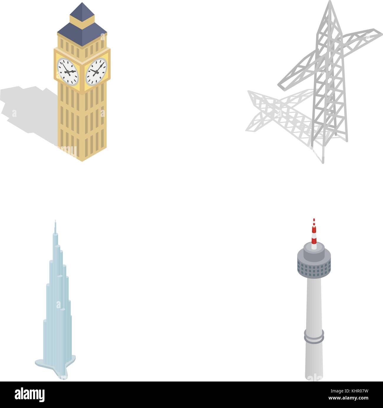 Tower icon set, isometric style Stock Vector Image & Art - Alamy