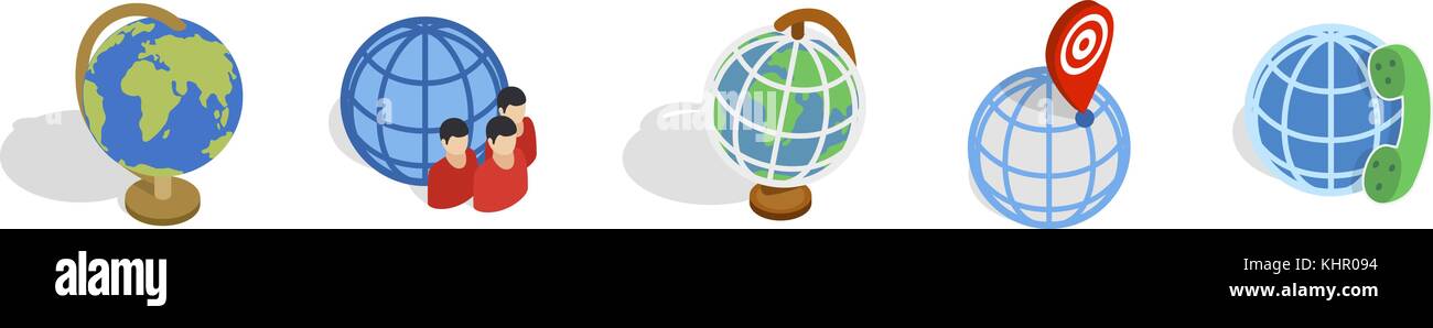 Globe icon set, isometric style Stock Vector Image & Art - Alamy