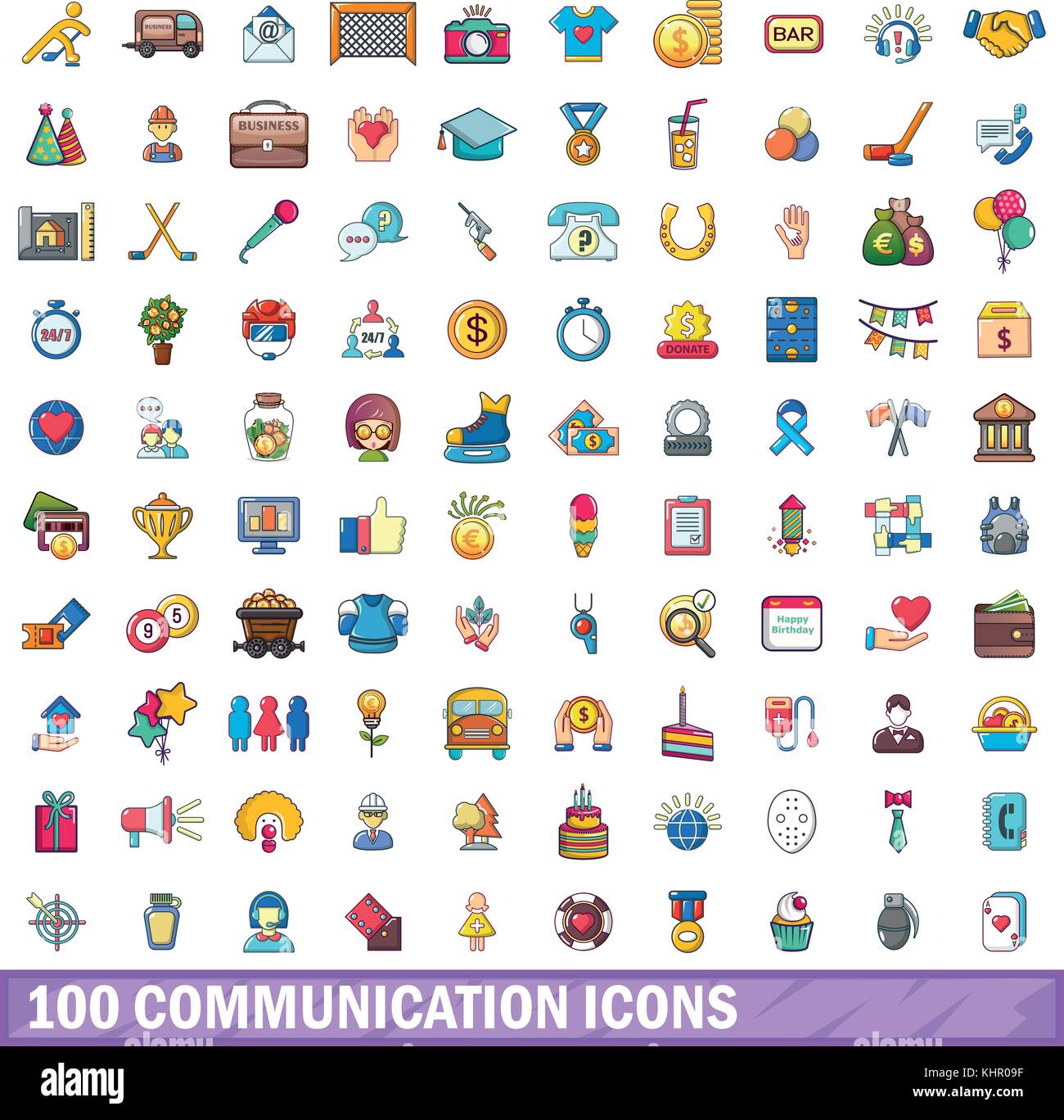 100 communication icons set, cartoon style Stock Vector Image & Art - Alamy
