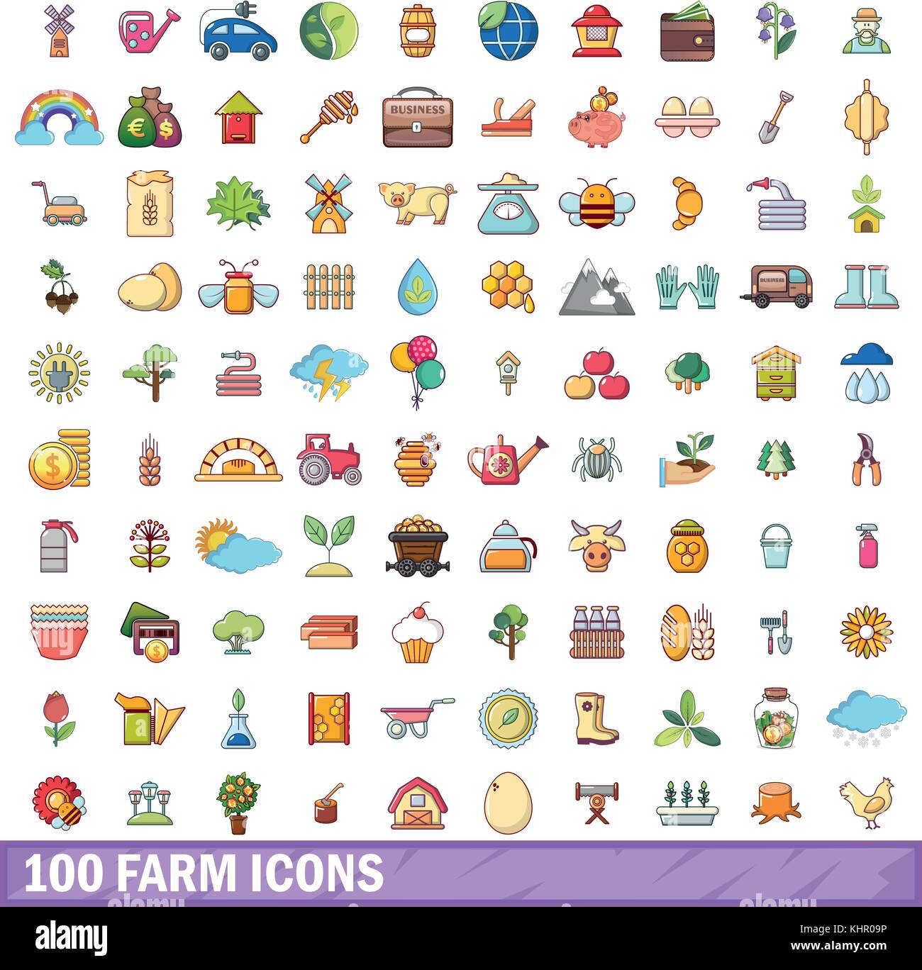 100 farm icons set, cartoon style Stock Vector Image & Art - Alamy