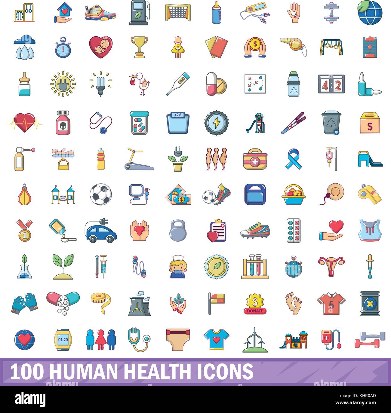100 human health icons set, cartoon style Stock Vector Image & Art - Alamy