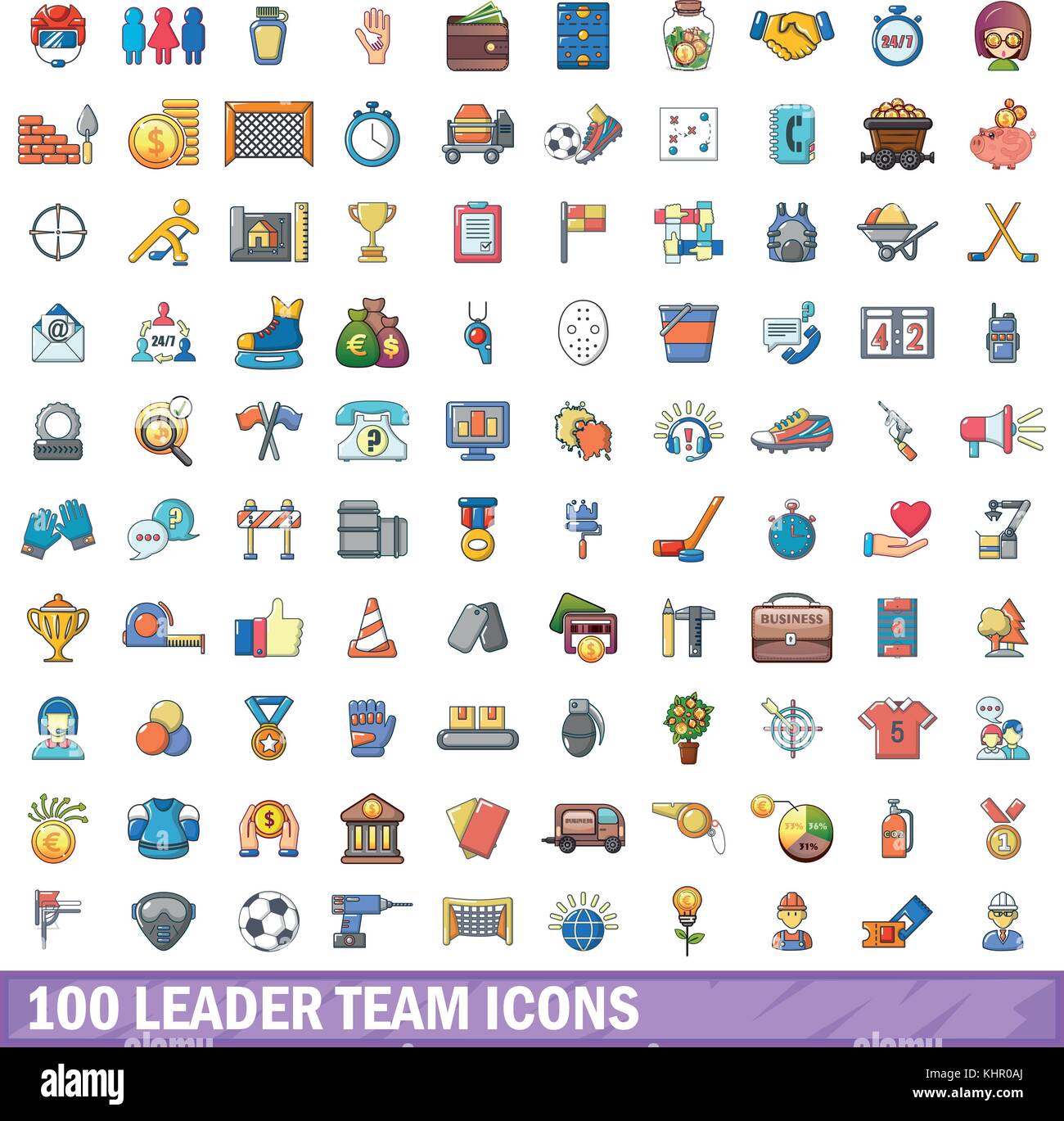 100 leader team icons set, cartoon style Stock Vector Image & Art - Alamy