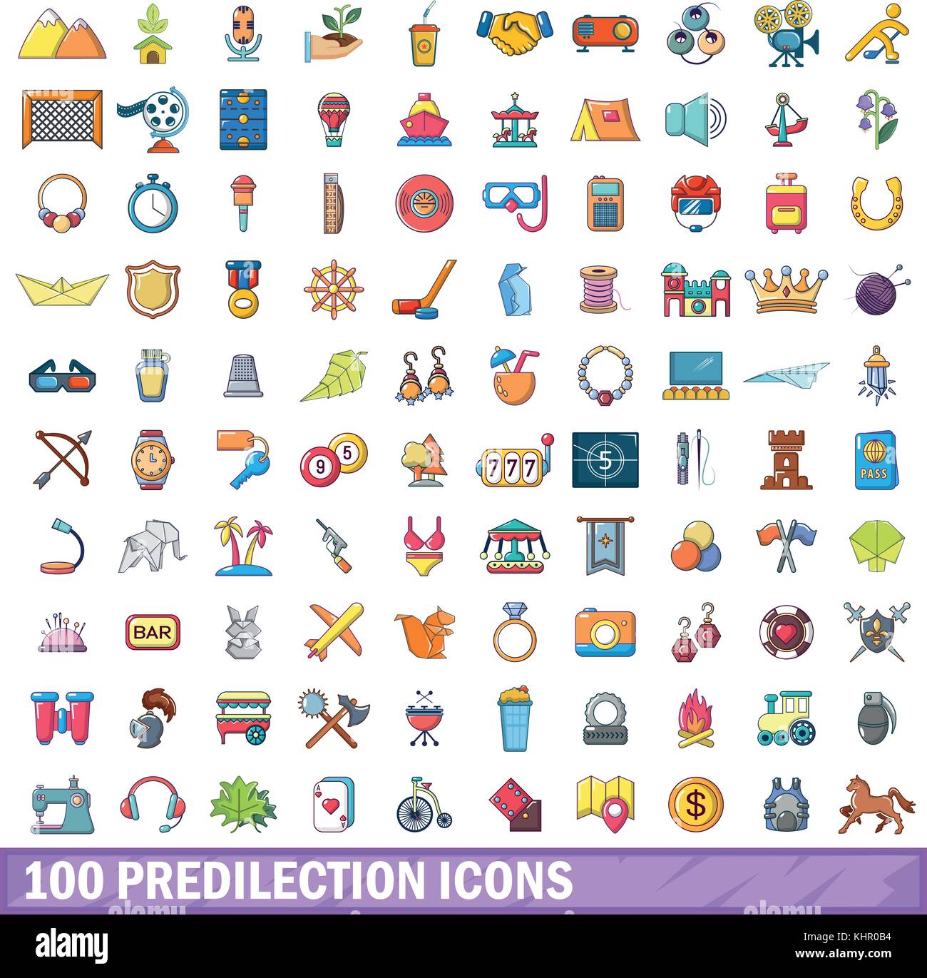 100 predilection icons set, cartoon style Stock Vector Image & Art - Alamy