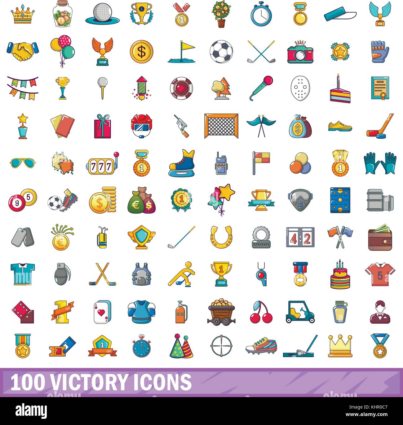 100 victory icons set, cartoon style Stock Vector Image & Art - Alamy
