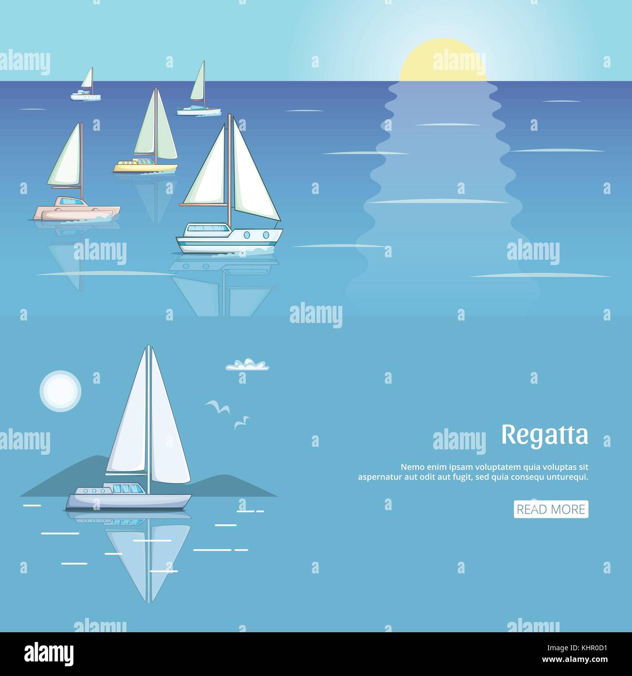 Yacht club flyer design with sail boat. Luxury yacht race, sea sailing ...