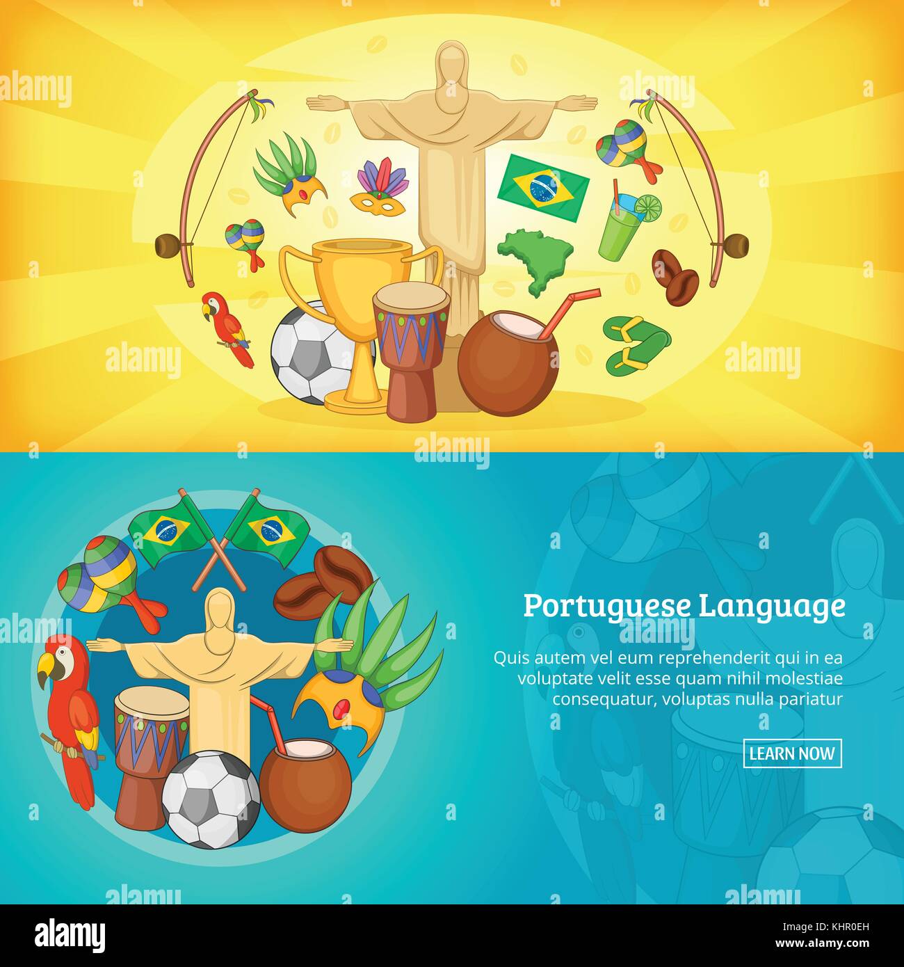 Brazil horizontal banners or poster set vector illustration Stock ...