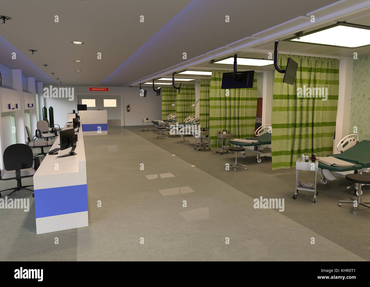 3D rendering of an empty emergency room Stock Photo - Alamy