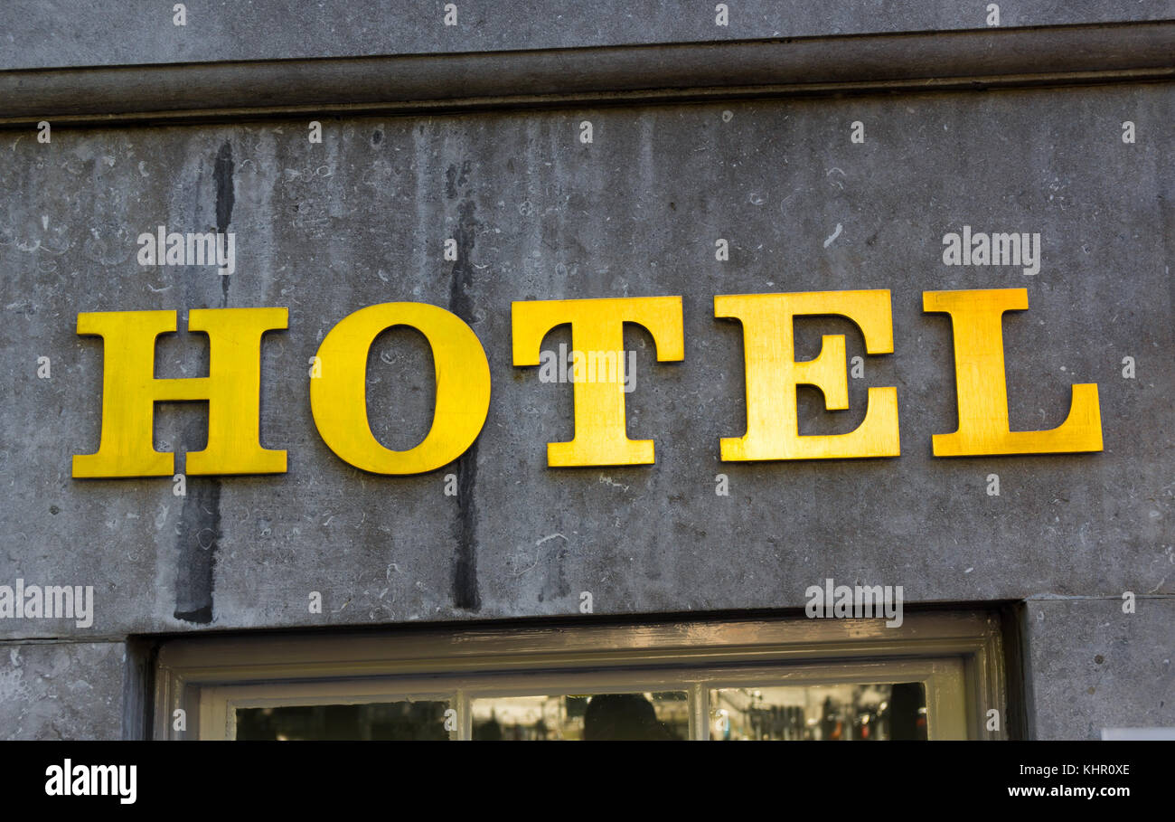 Hotel sign on the wall Stock Photo - Alamy