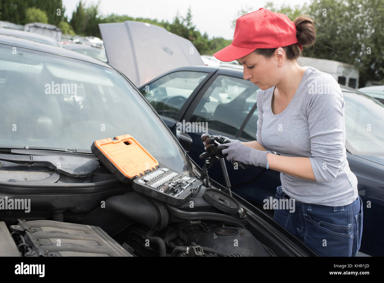 mechanic working under the hood Stock Photo - Alamy