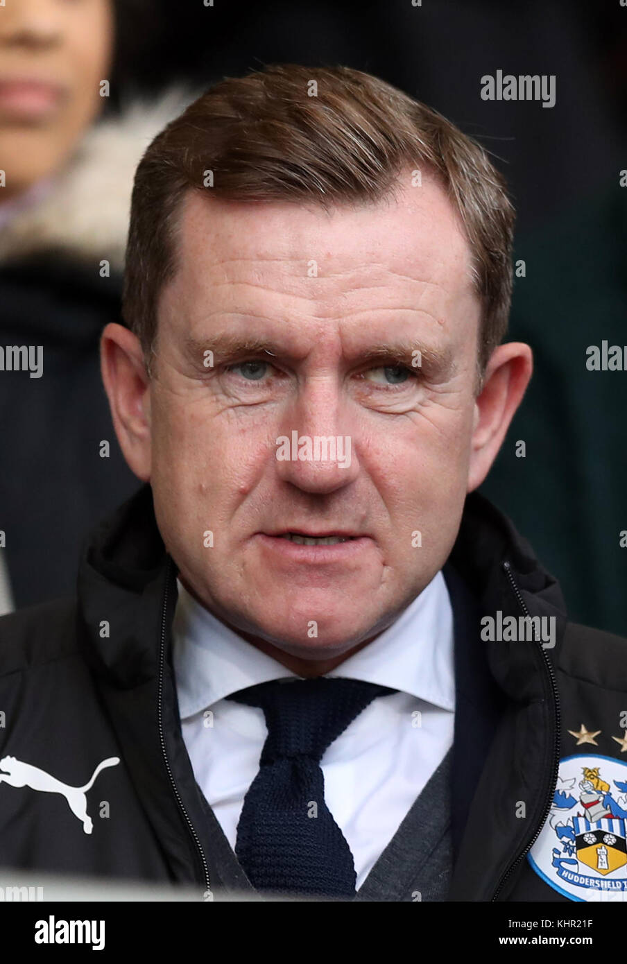 Huddersfield Town chairman Dean Hoyle in the stands before the Premier ...