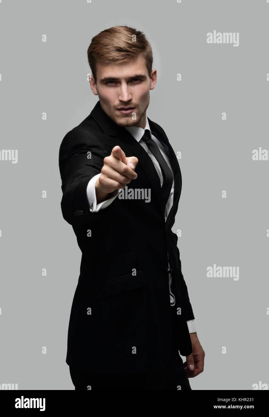 closeup of a confident businessman pointing his finger forward Stock ...