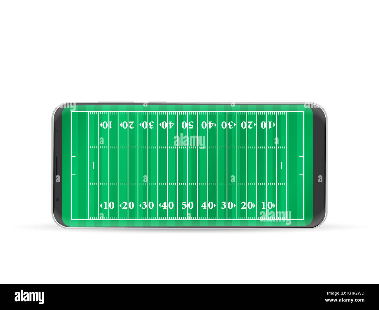 Smart phone football field on a white background Stock Photo - Alamy