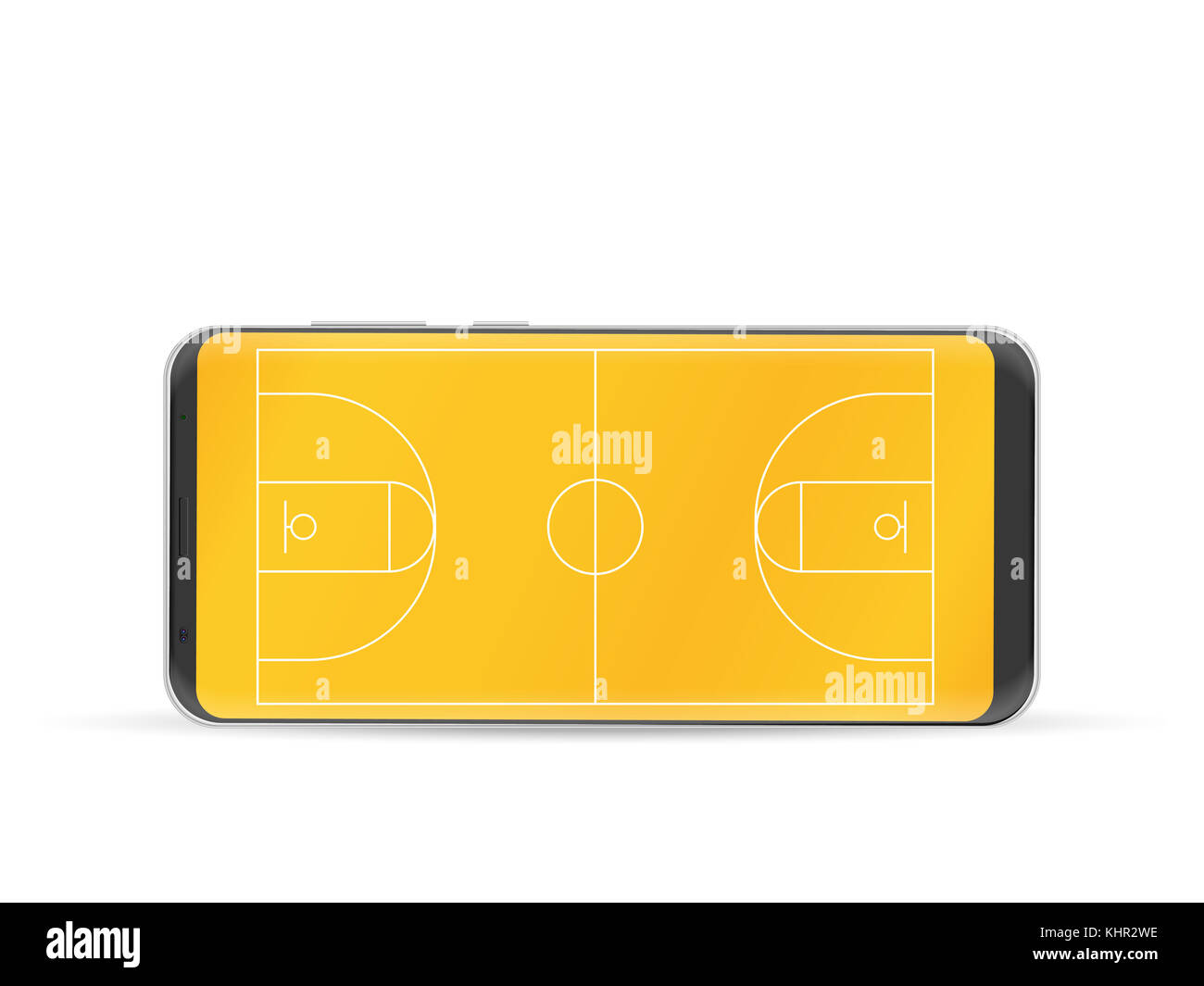 Smart phone basketball court on a white background Stock Photo - Alamy