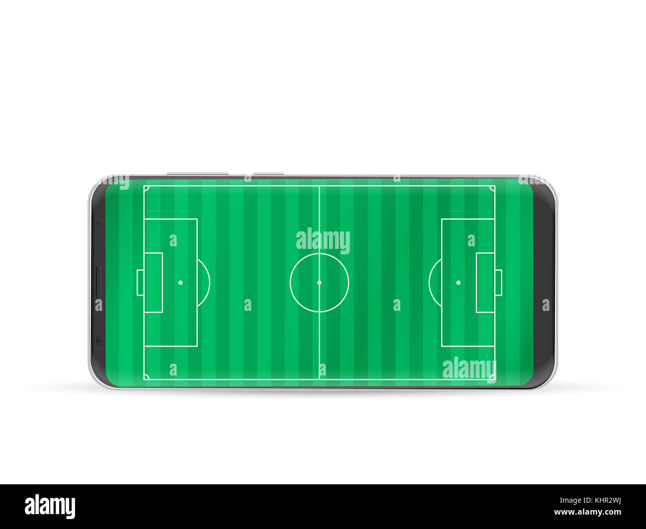 Smart phone soccer field on a white background Stock Photo - Alamy