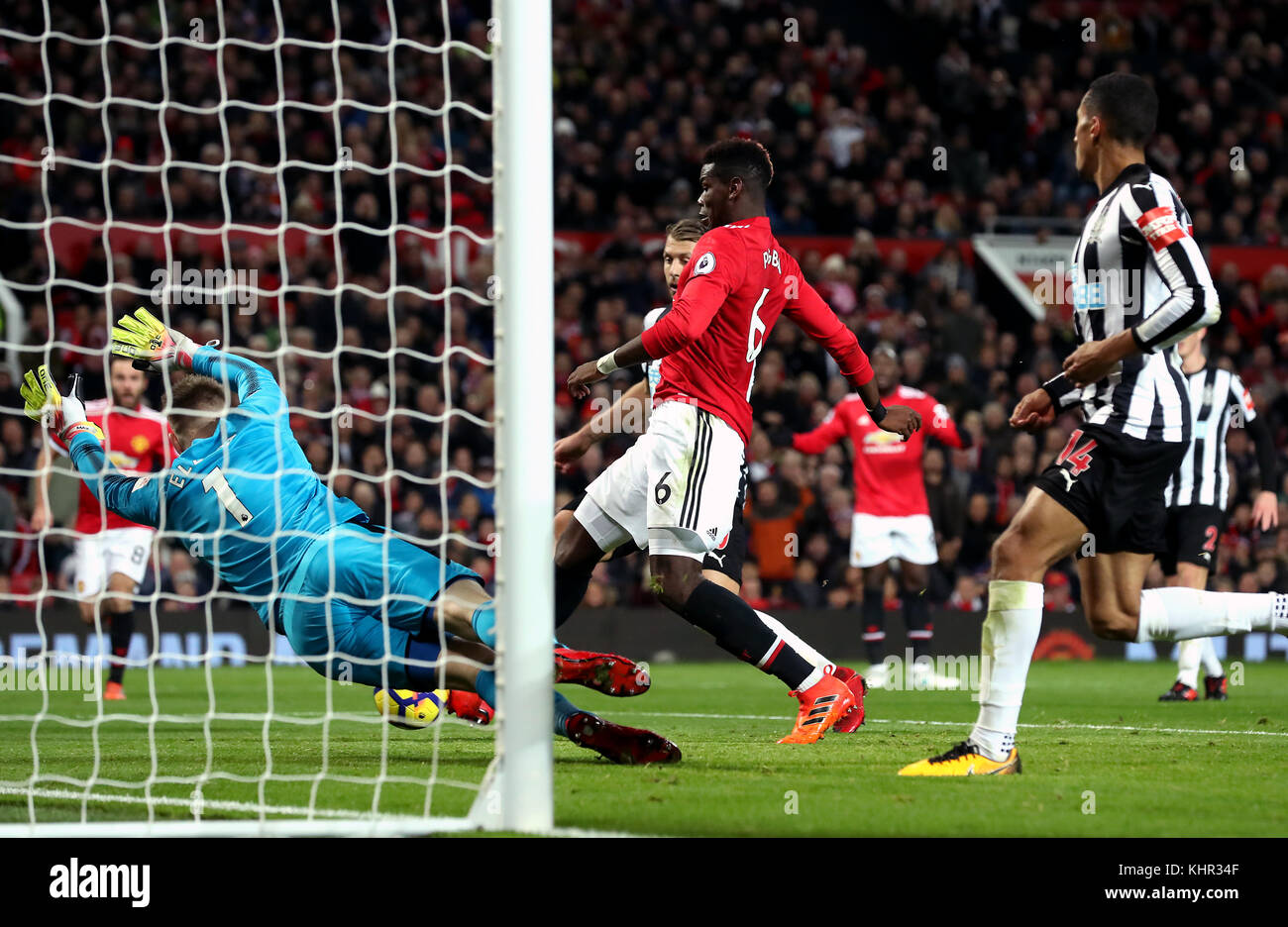 Manchester United's Paul Pogba (centre) scores his side's third goal of ...