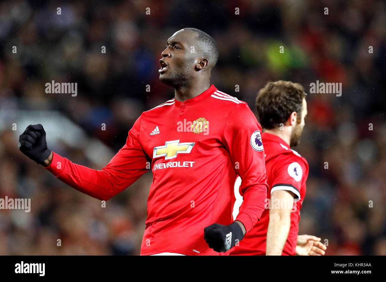 Manchester United's Romelu Lukaku celebrates scoring his side's fourth ...