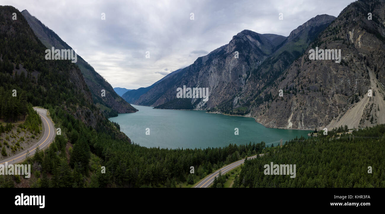 Panoramic Aerial Landscape view of Seton Lake in Lillooet, British ...