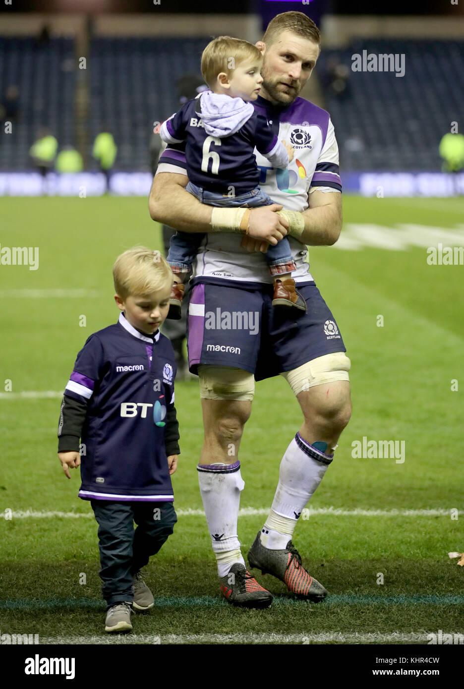 Scotland's John Barclay with sons Finlay (left) and Logan after the ...