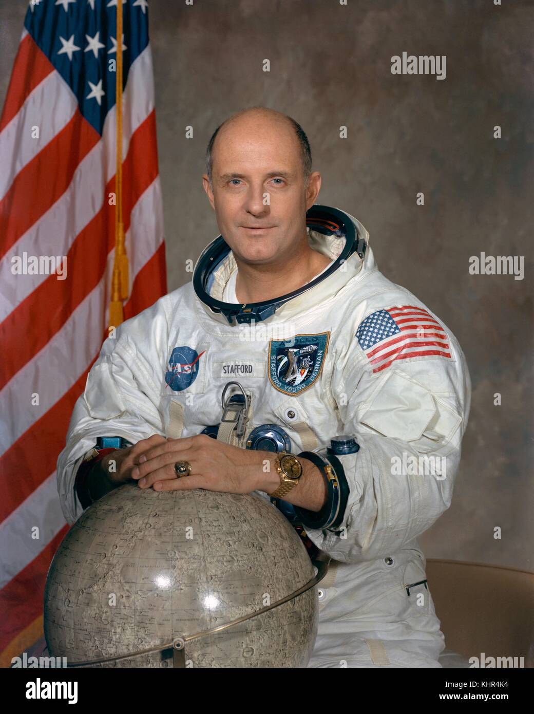 Official portrait of NASA Apollo 10 manned lunar orbital mission prime ...